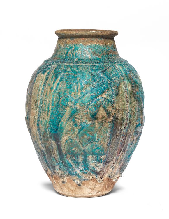 Bonhams : A rare early Raqqa moulded lustre pottery Jar Fatimid Syria ...