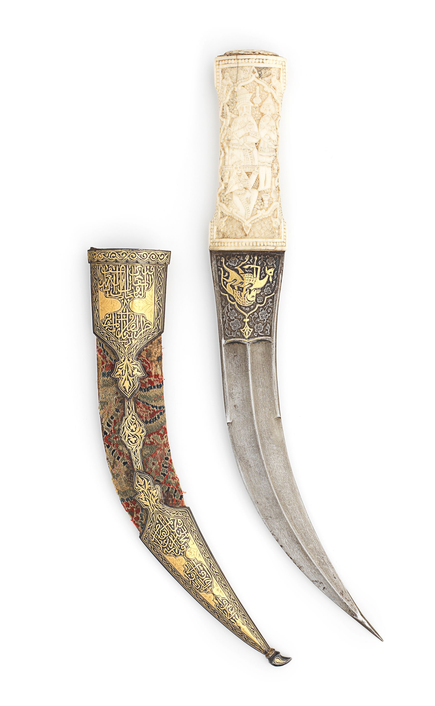 Bonhams : A Qajar bone-hilted steel dagger (jambiyya) Persia, 19th Century