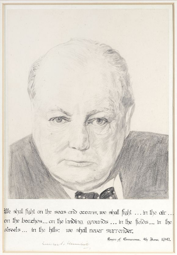 Bonhams : CHURCHILL (WINSTON) Signature ("Winston S. Churchill") in ink ...