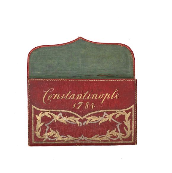 Bonhams : An Ottoman metal-thread embroidered leather wallet Turkey ...