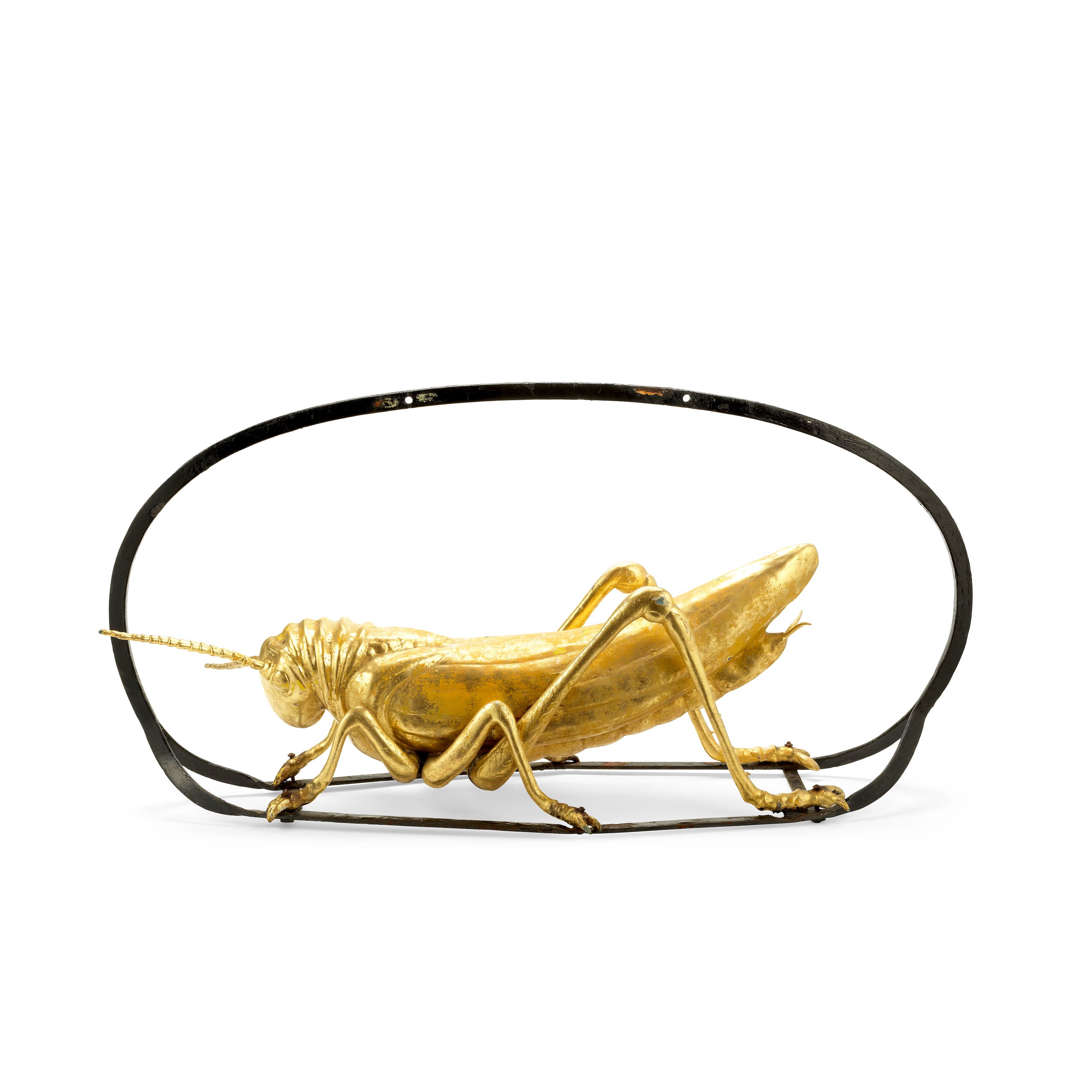 Bonhams : An early 20th century gilt metal and wrought iron grasshopper ...