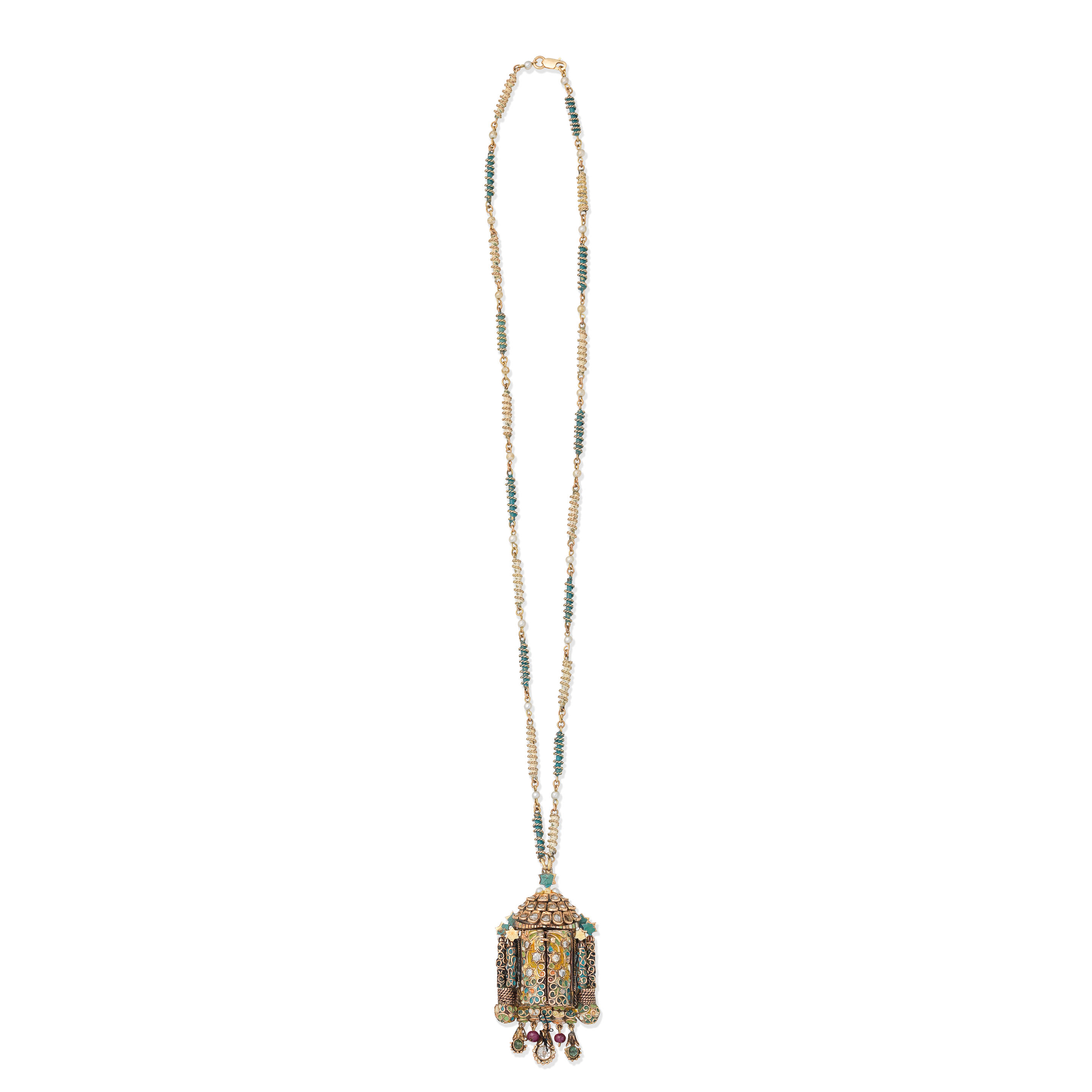 Bonhams Enamel And Gem Set Pendantnecklace
