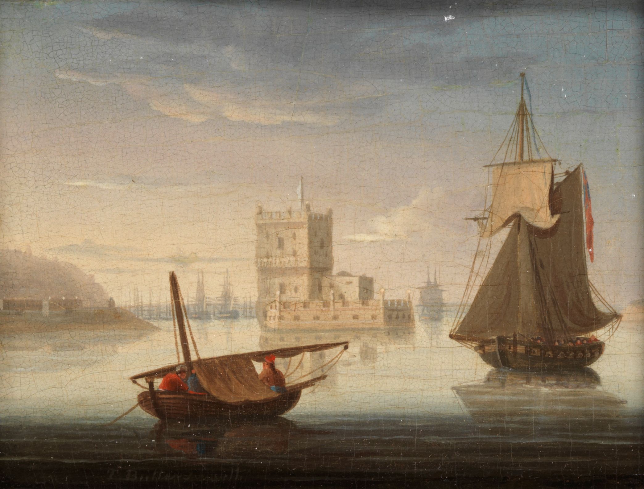 Bonhams : Thomas Buttersworth (British, 1768-1842) Boats on the Tagus ...