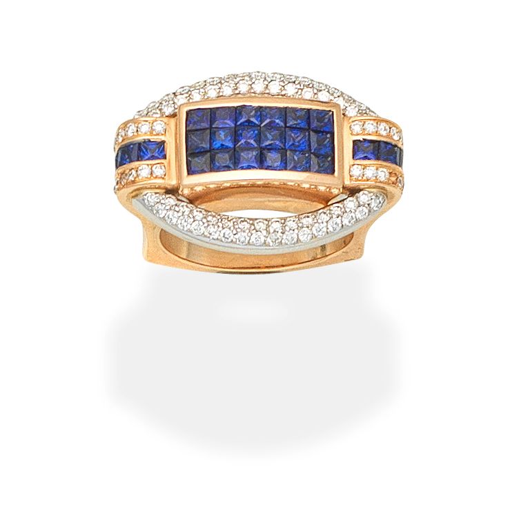 Bonhams : SAPPHIRE AND DIAMOND DRESS RING