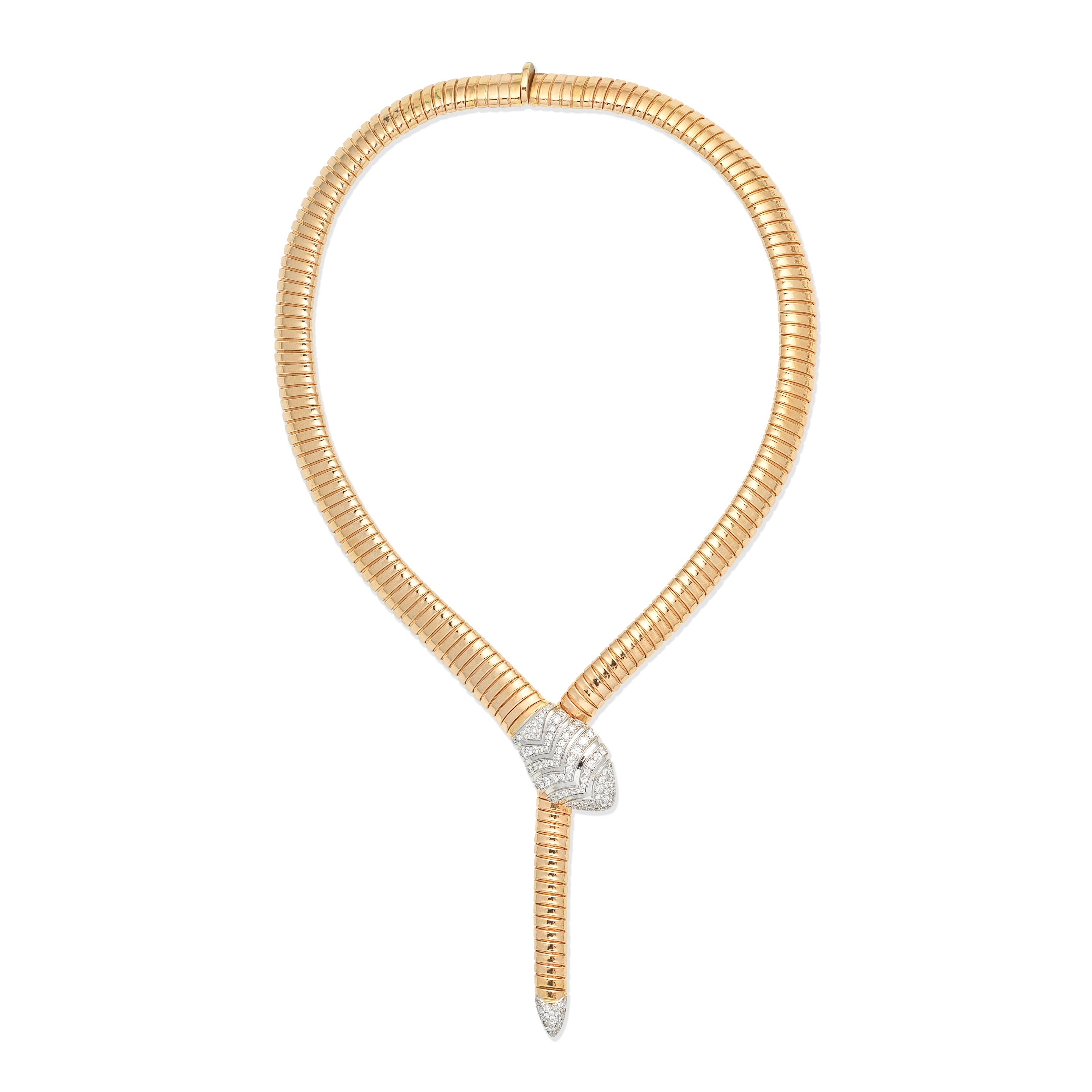 Bonhams : DIAMOND-SET SERPENT NECKLACE