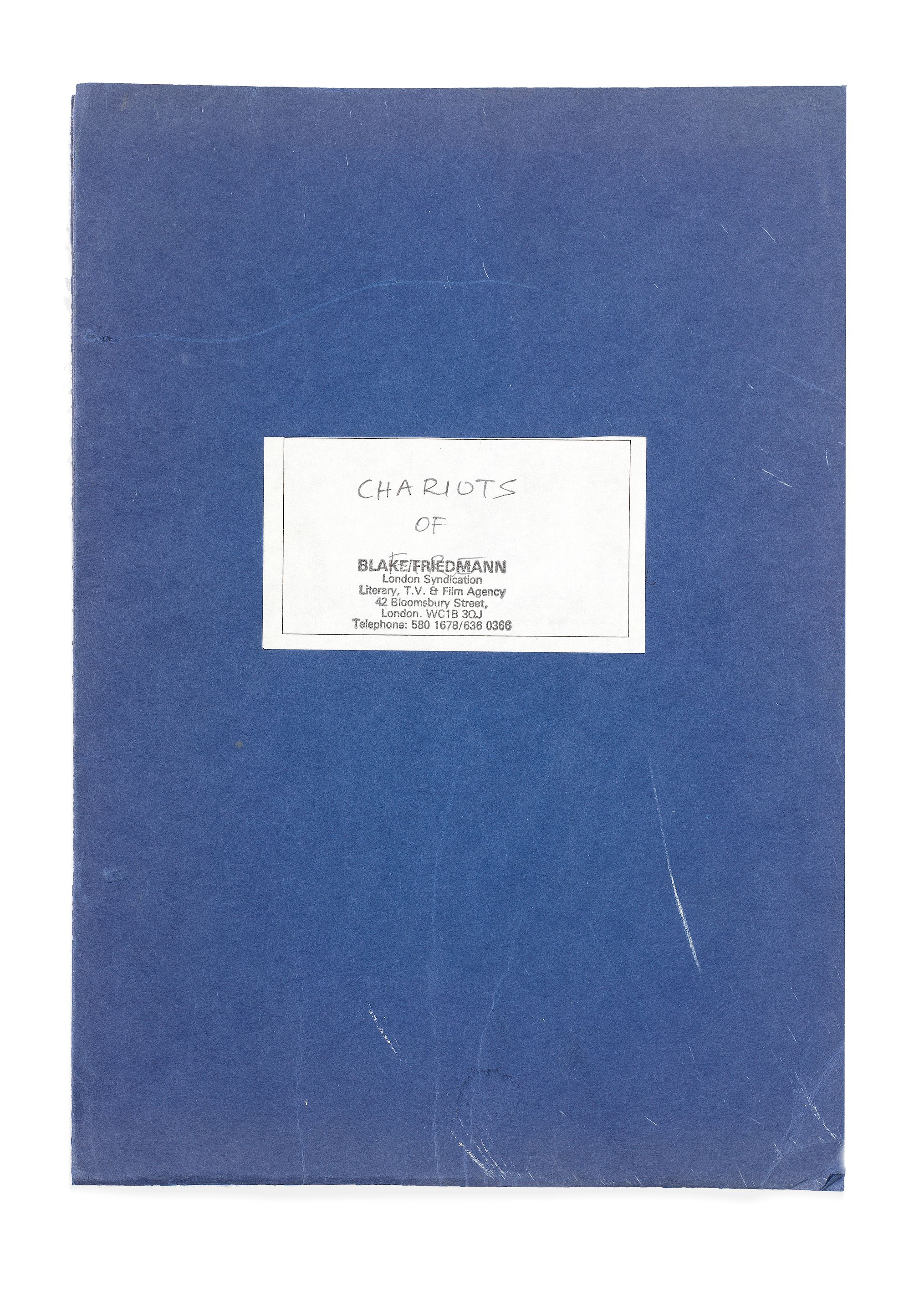 Bonhams : Chariots of Fire A Second Draft Script, Warner Bros., 1981,