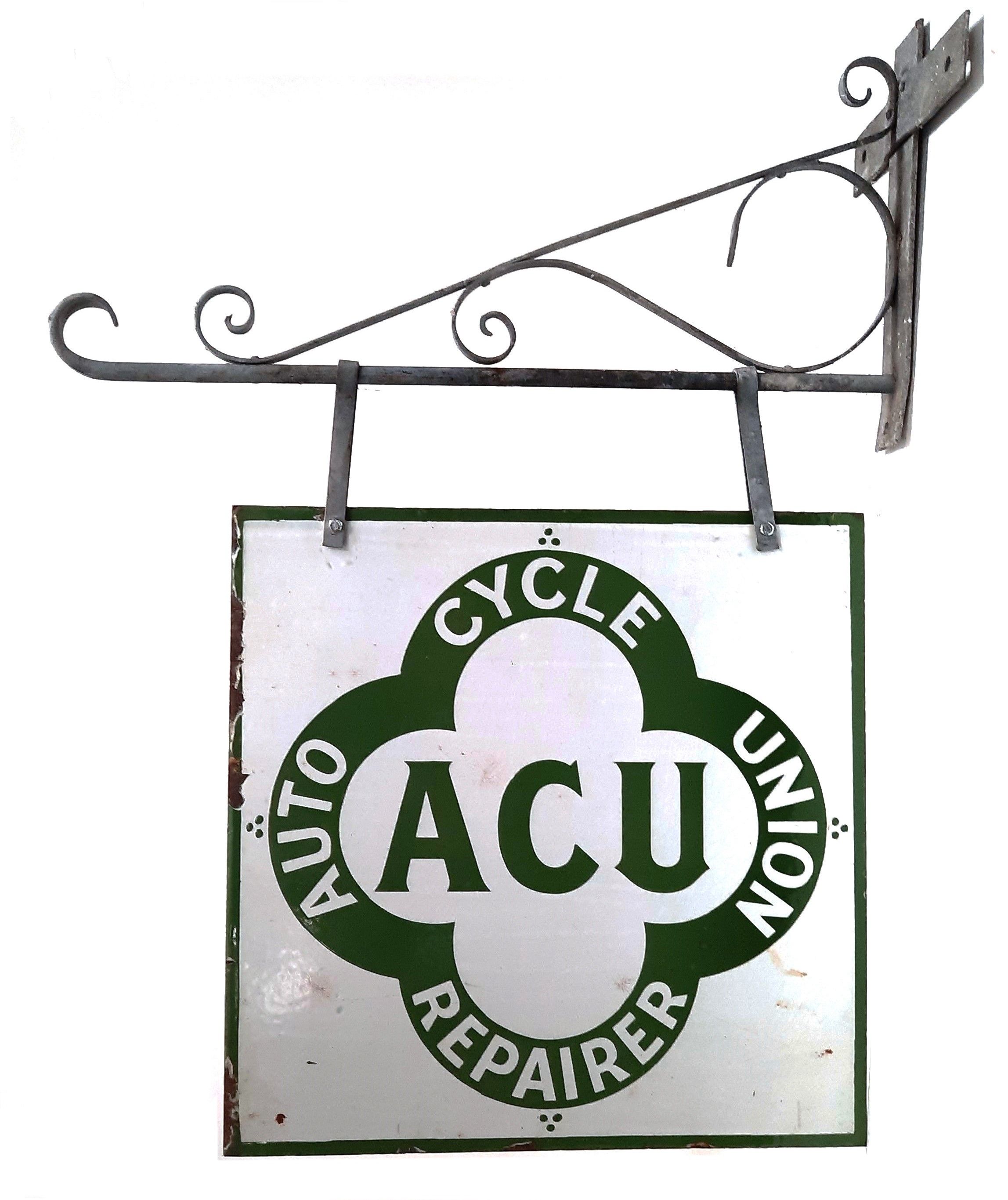 Bonhams Cars : An 'ACU Auto Cycle Union Repairer' double-sided enamel ...
