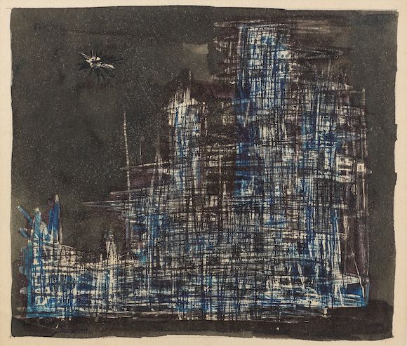 Bonhams : Jyoti Swaroop (Indian, B. 1939) Untitled (framed dimensions ...