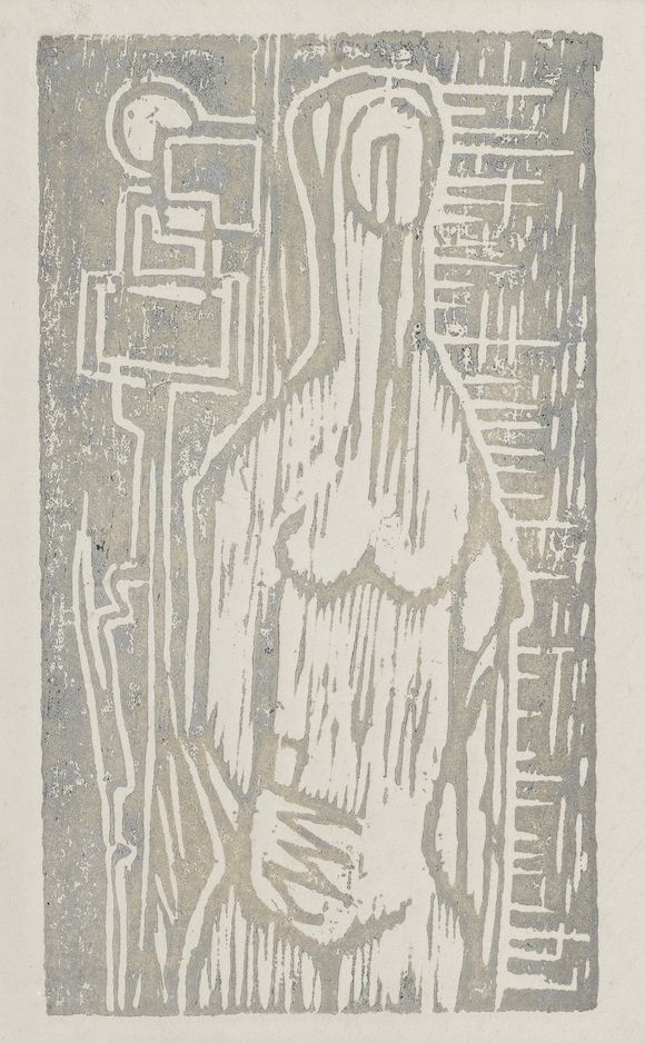 Bonhams : Jyoti Swaroop (Indian, B. 1939) Untitled (Figure) framed ...