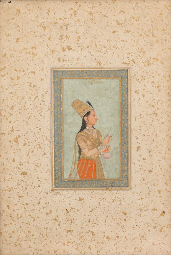Bonhams : Nur Jahan Begum, wife of the Mughal Emperor Jahangir, holding ...