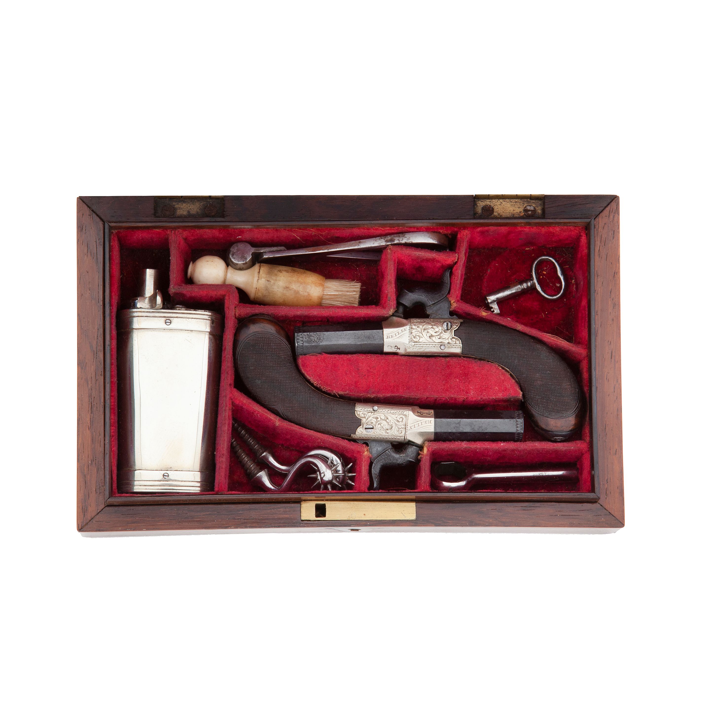 Bonhams : A Rare Cased Pair Of Small Percussion Box-Lock Pocket Pistols