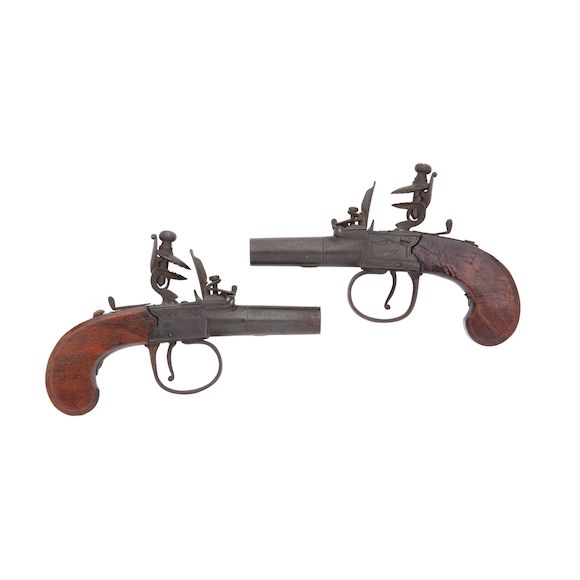Bonhams : A Small Pair Of Flintlock Box-Lock Pocket Pistols (2)