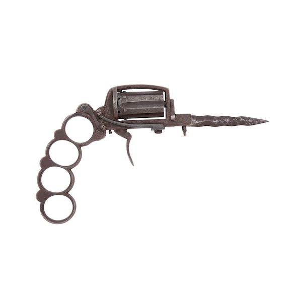 Bonhams : A Continental Pin-Fire Small-Bore Six-Shot Knuckle-Duster ...