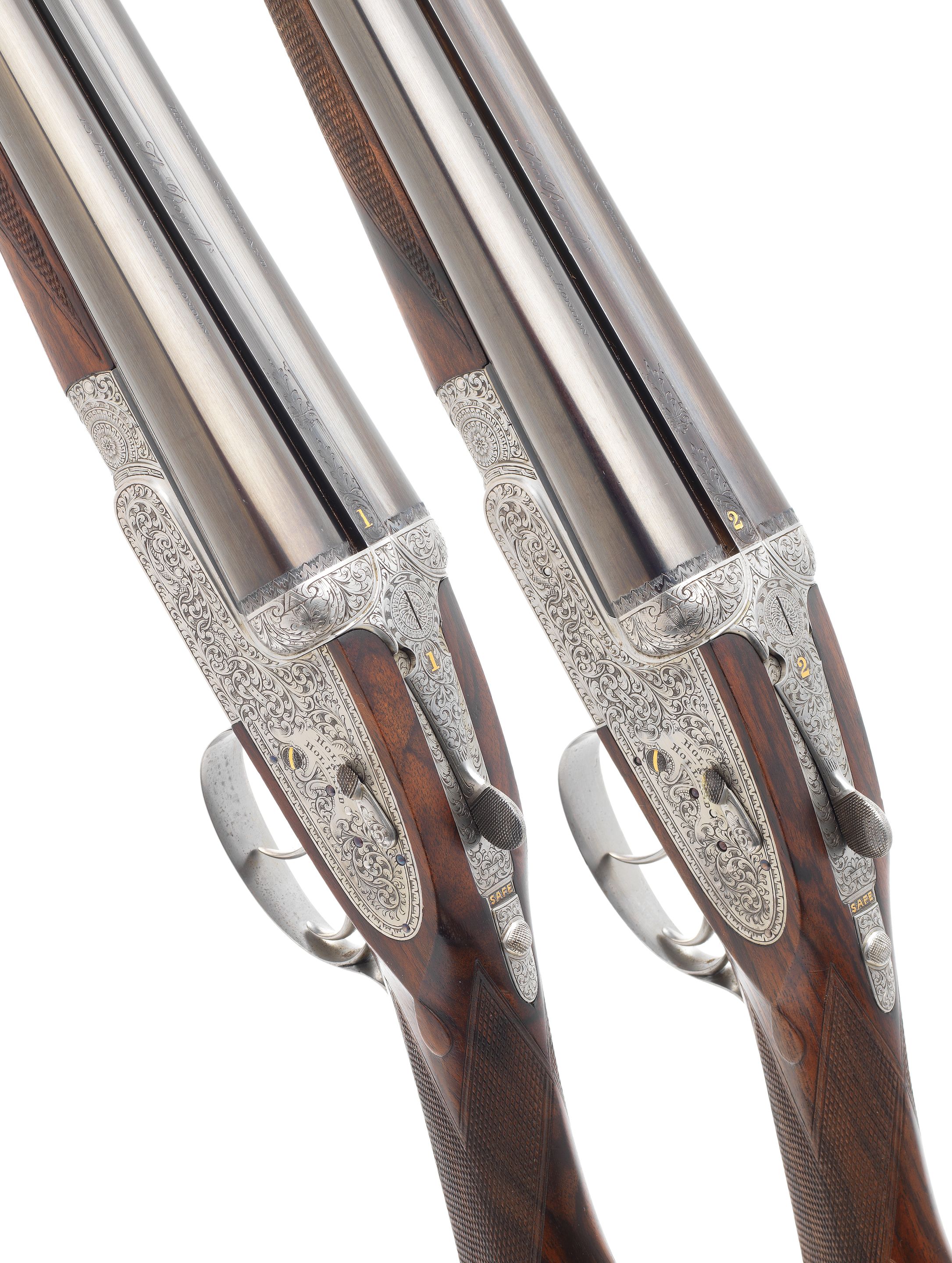 Bonhams : A pair of 12-bore 'Royal' self-opening sidelock ejector guns ...