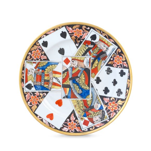 Bonhams : An interesting English porcelain playing cards plate, circa 1820