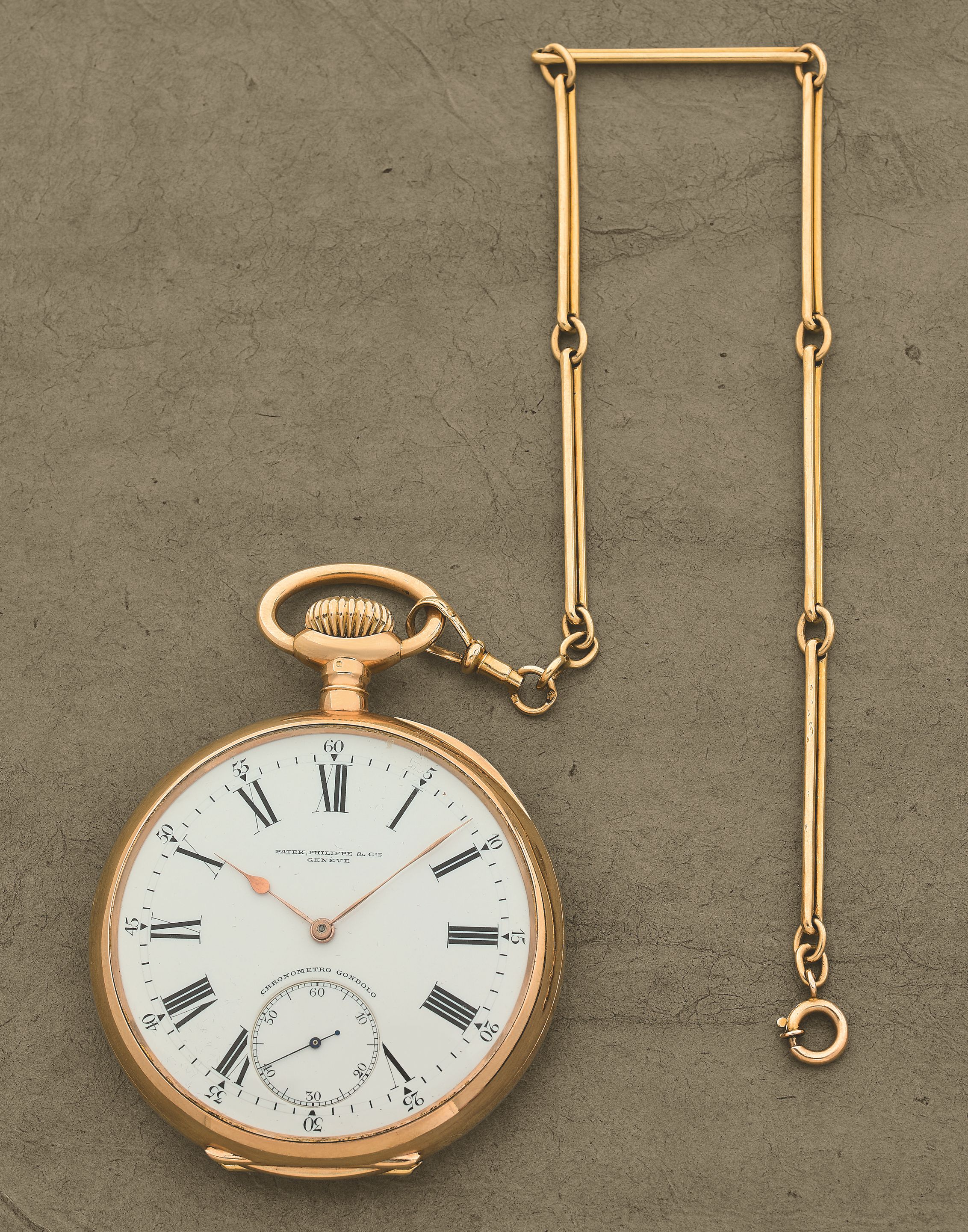 Patek Philippe. Grande et belle montre de gousset a cadran ouvert en or ...