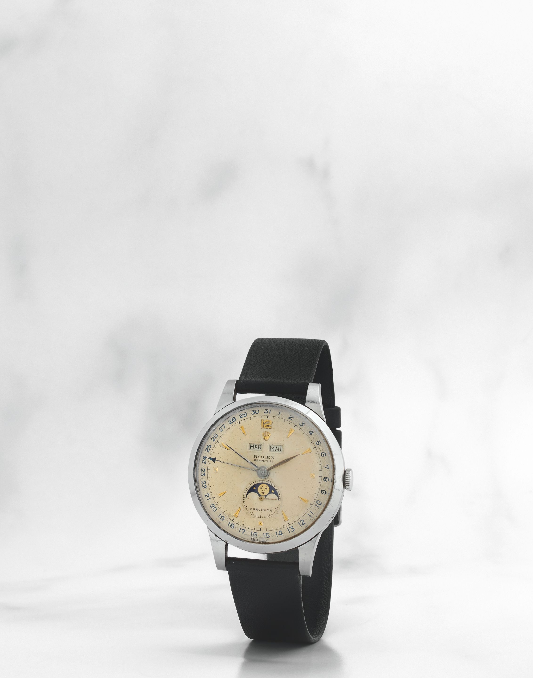 Bonhams : Rolex. Montre bracelet en acier triple calendrier et phase de ...