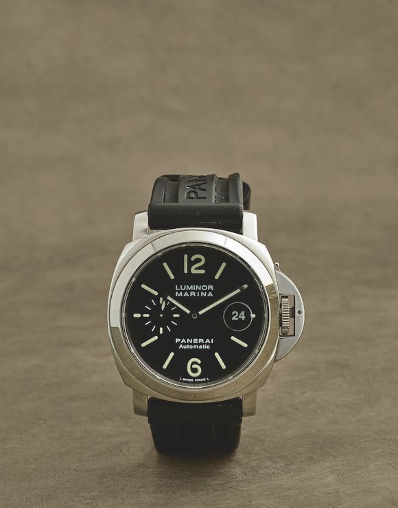 Bonhams : Panerai. Montre bracelet en acier avec date mouvement ...