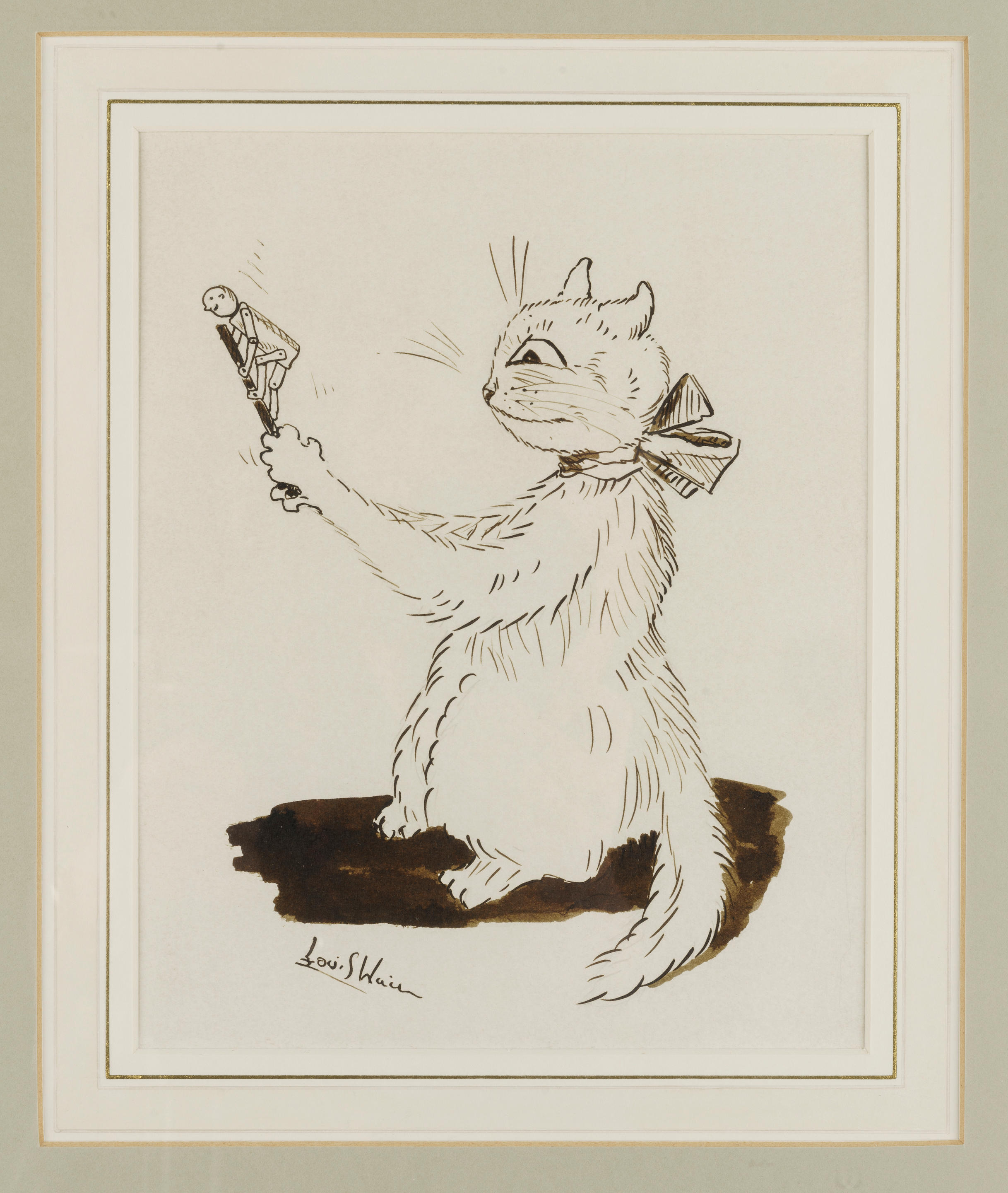 Bonhams : LOUIS WAIN (BRITISH, 1860-1939) A study of a cat with an ...