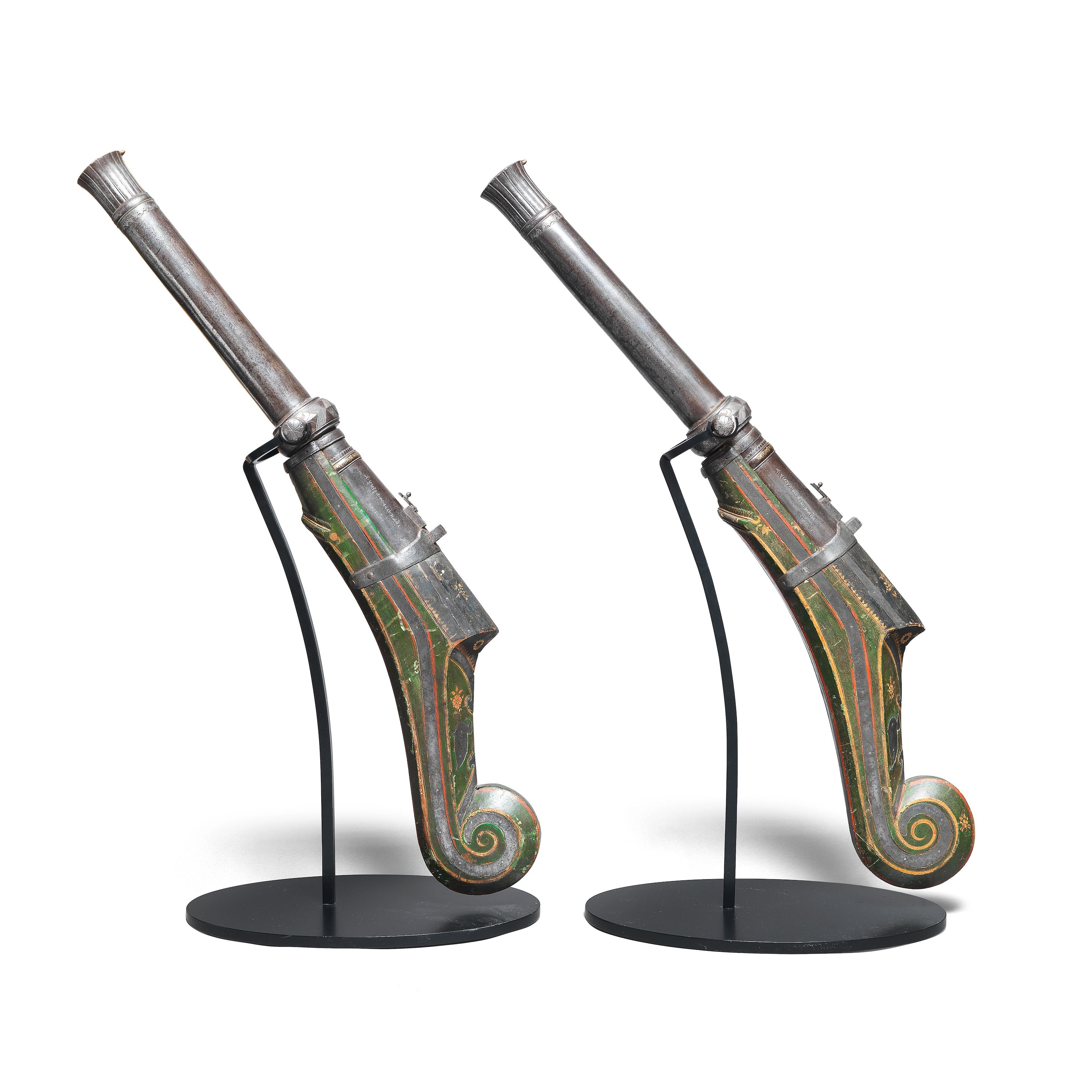 Bonhams : A pair of Royal gold koftgari steel camel-mounted guns ...