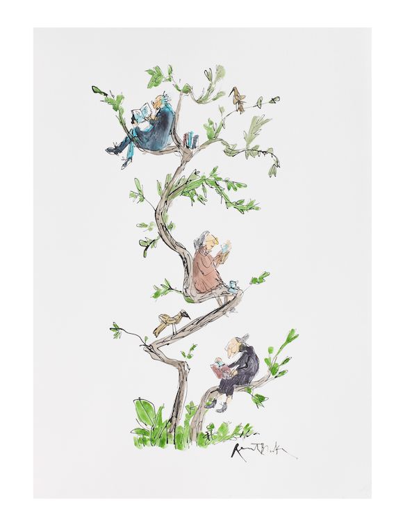 Bonhams : Sir Quentin Blake (British, born 1932) Reading in the Trees ...