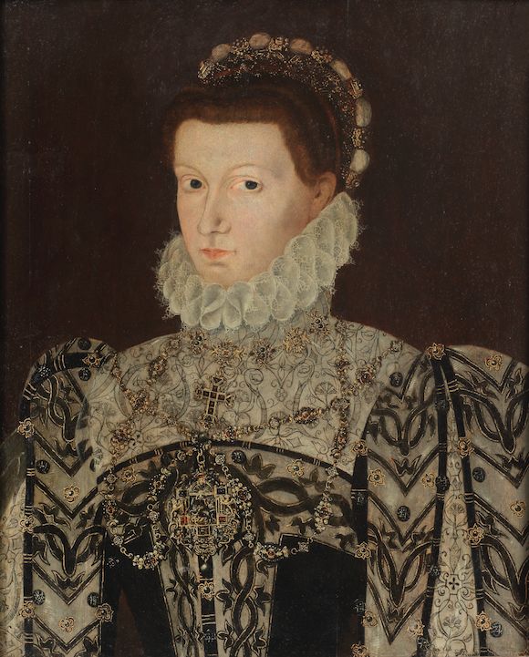 Bonhams : English School, circa 1560 Portrait of a lady, half-length ...