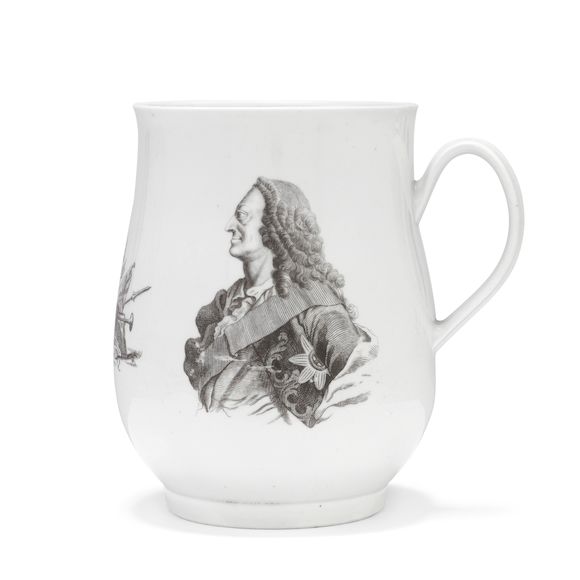 Bonhams : A large Worcester mug, circa 1757-60