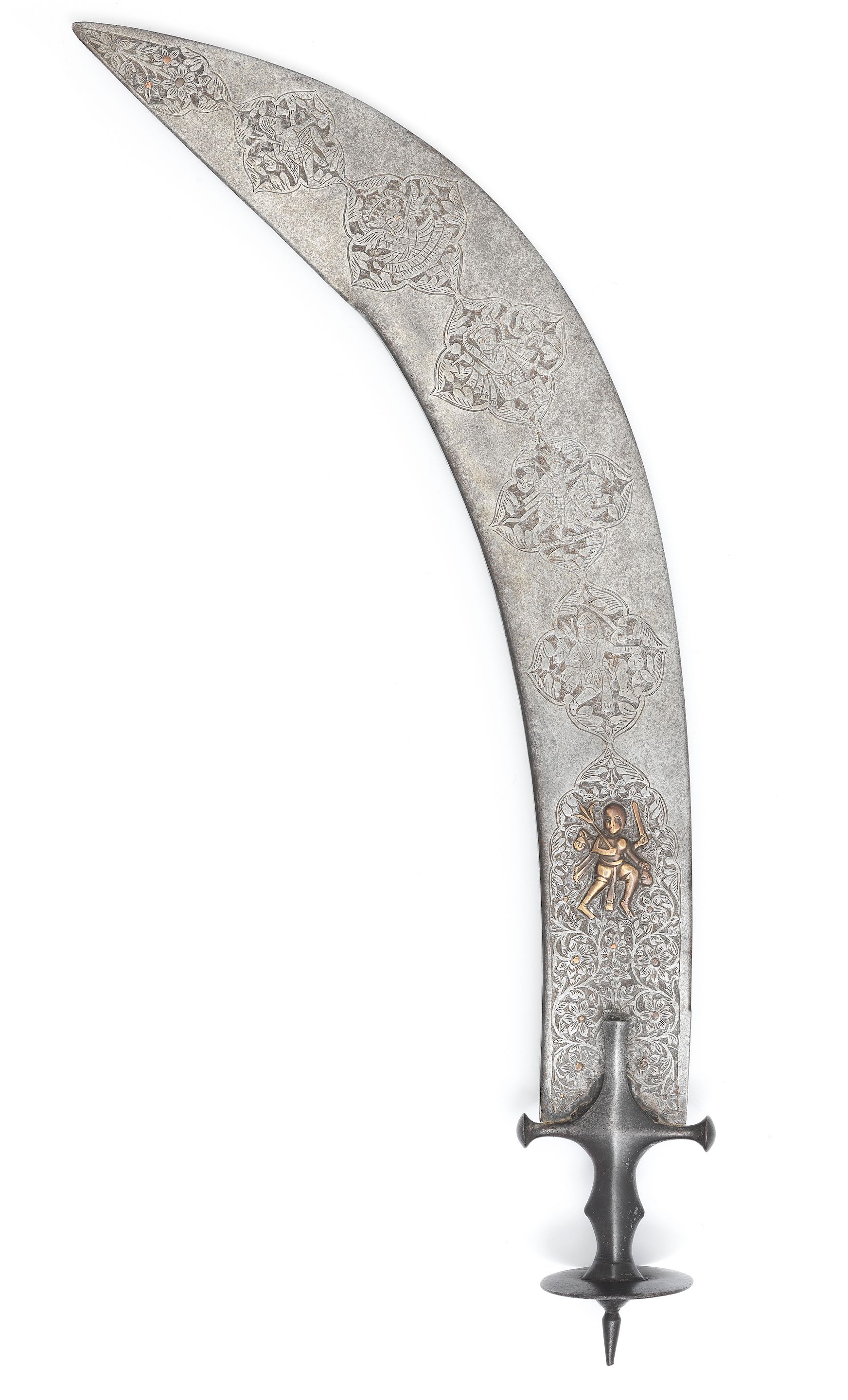 Bonhams : A copper and brass-inlaid steel ritual sword (tegha) India ...