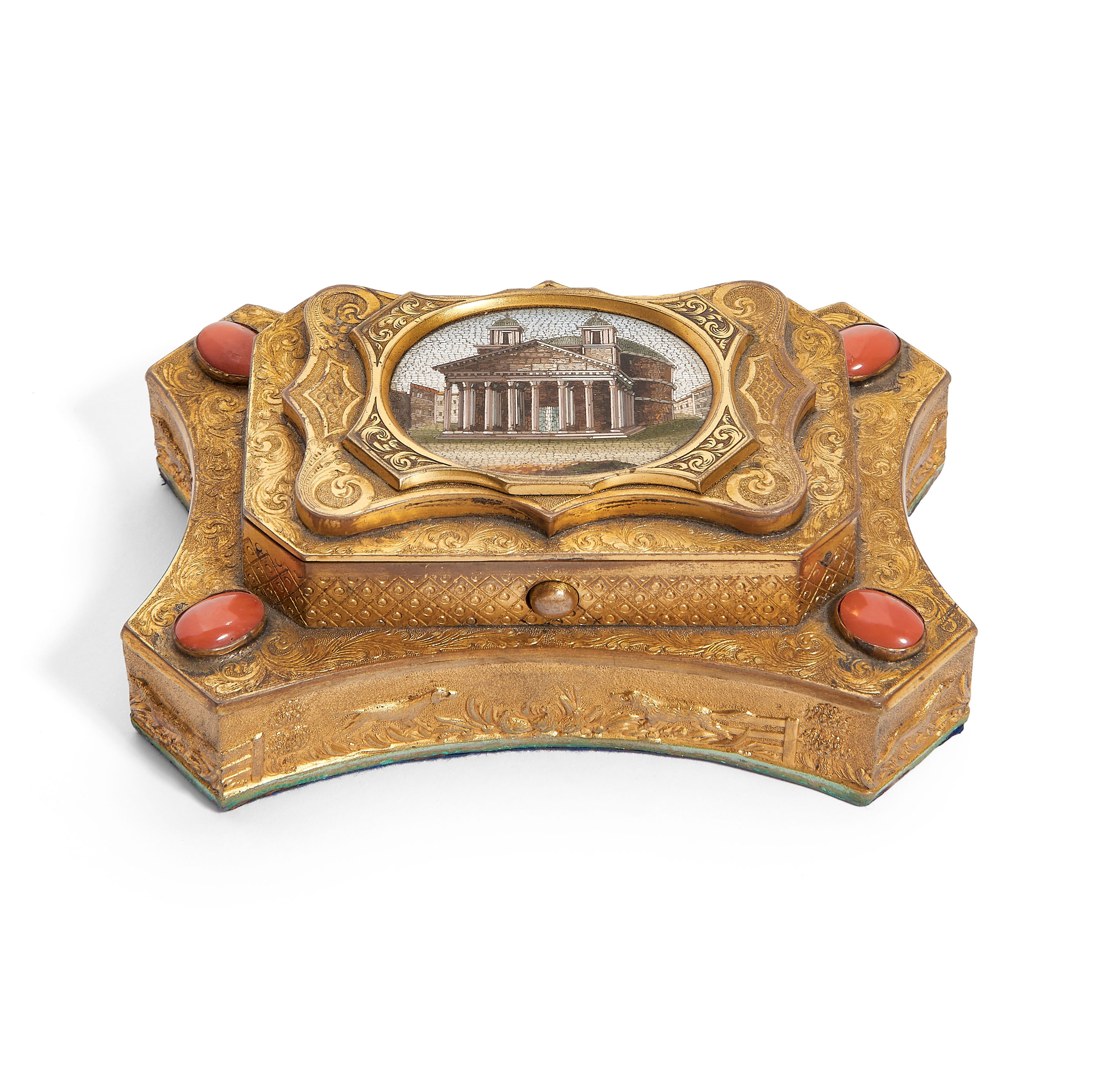 Bonhams : A first half 19th century gilt bronze encrier inset with oval ...