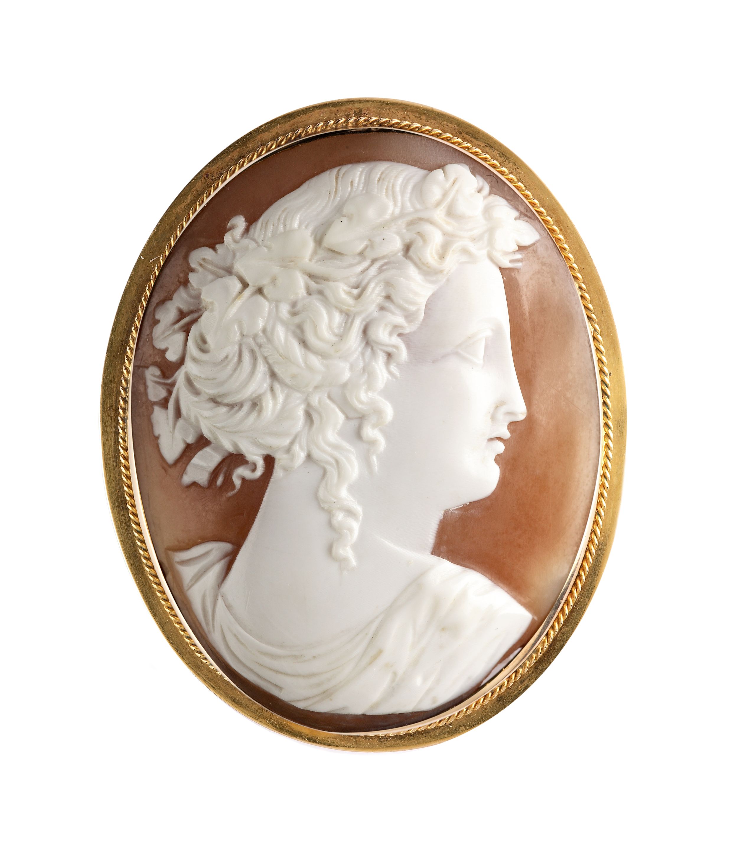 Bonhams : Two shell cameos, one set as a brooch, 19th century (2)