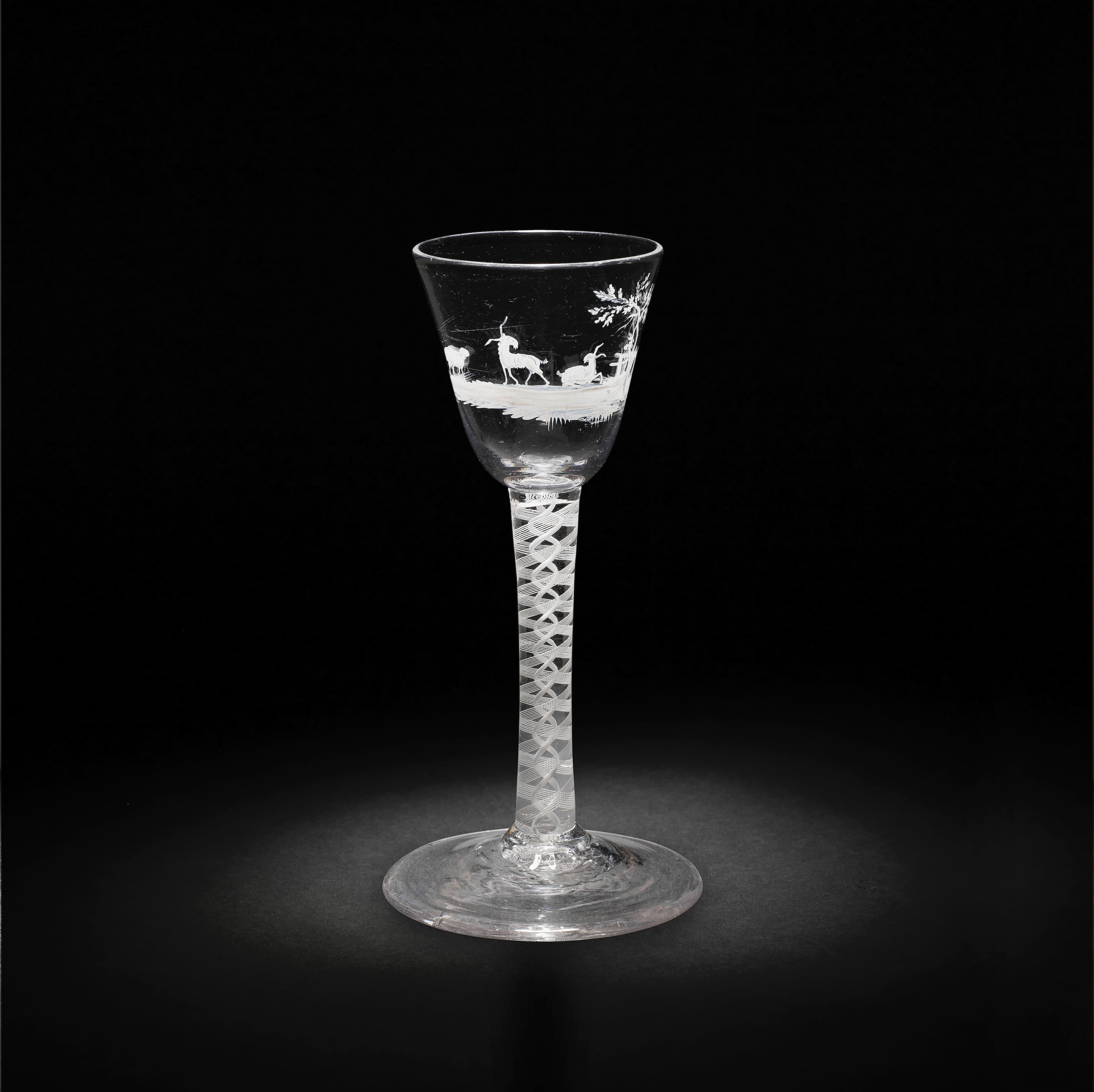 Bonhams A Rare Beilby Enamelled Wine Glass Circa 1765 70
