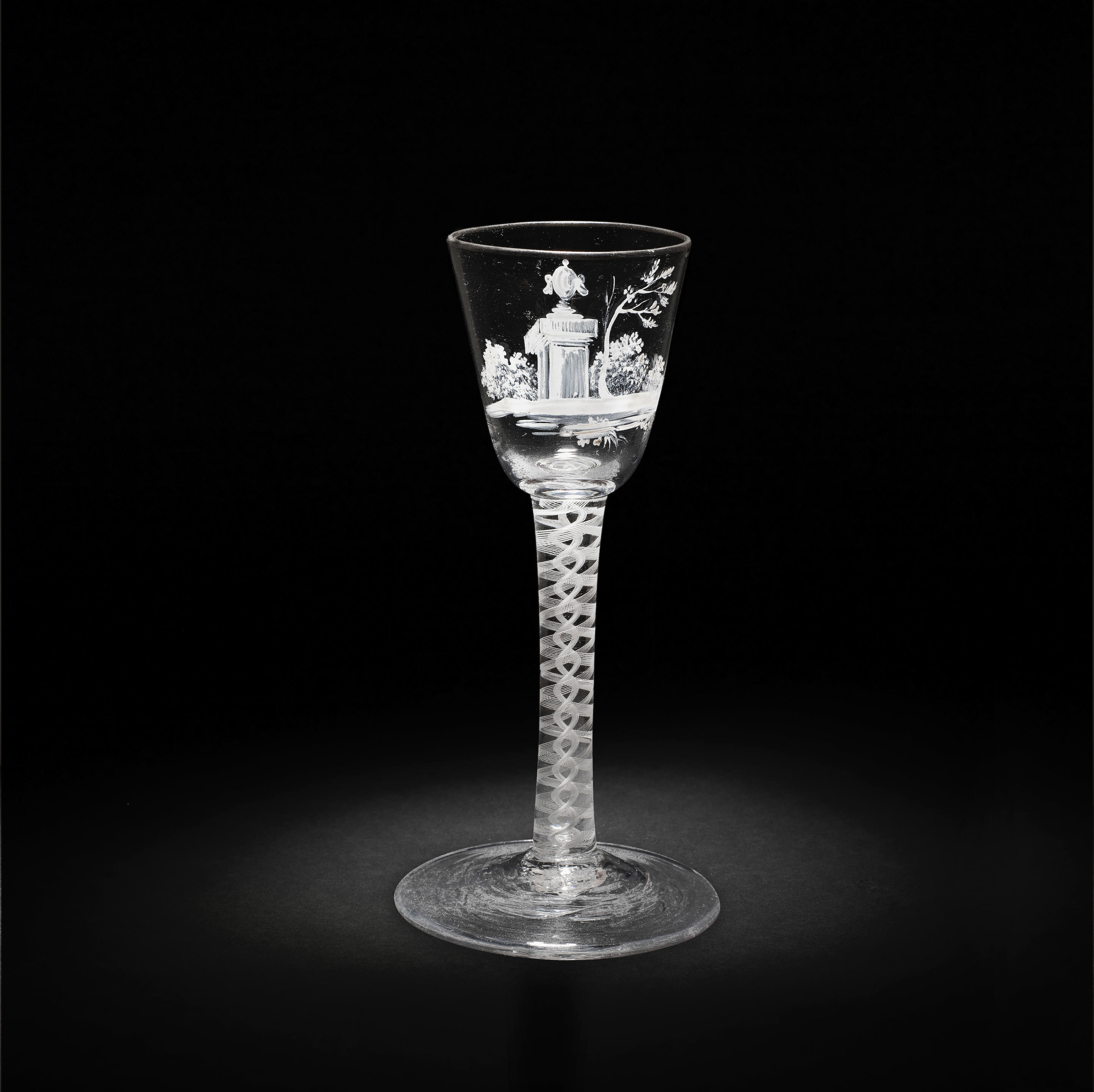 Bonhams A Rare Beilby Enamelled Wine Glass Circa 1765 70