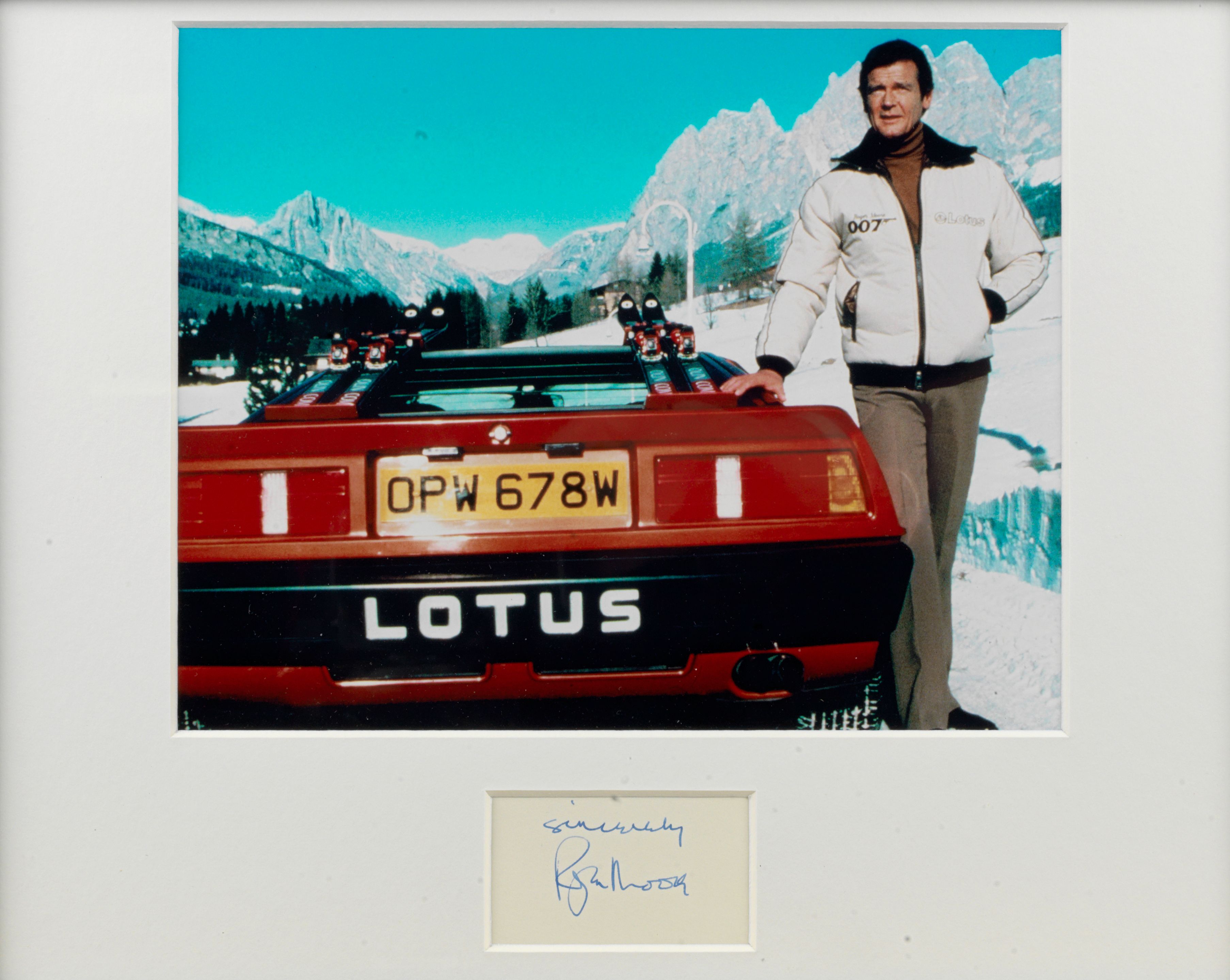 Bonhams Cars : A photograph with signature, Roger Moore Lotus Esprit ...