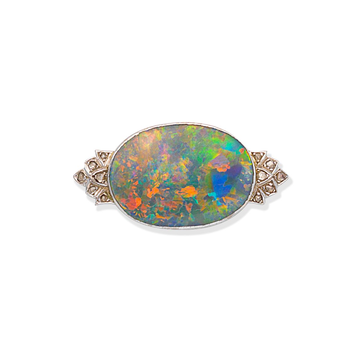 Bonhams : OPAL AND DIAMOND BROOCH