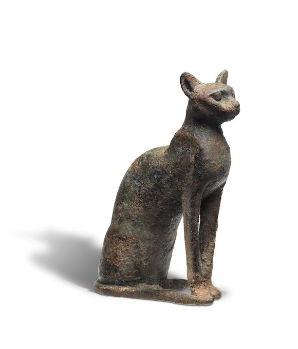 Bonhams : An Egyptian bronze cat