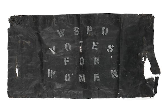 Bonhams : VOTES FOR WOMEN BANNER Banner stencilled with the legend WSPU ...