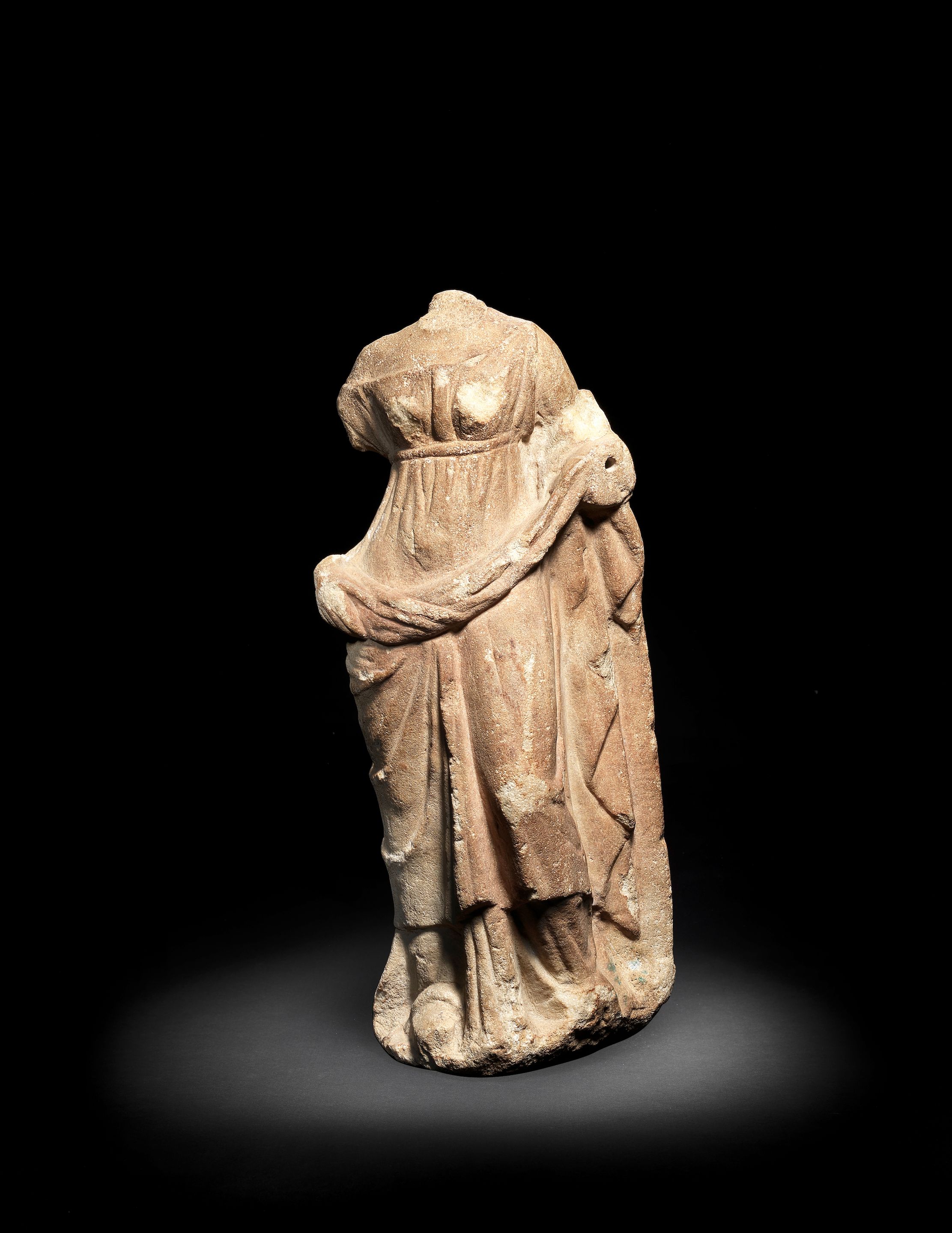 Bonhams : A draped marble female figure