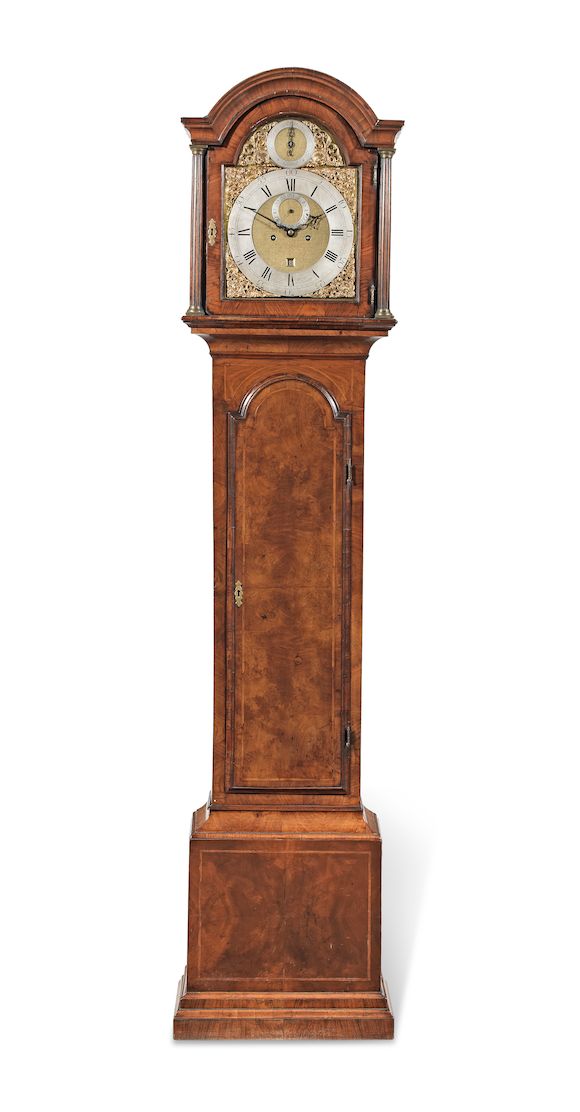 Bonhams : A good mid 18th century featherbanded walnut longcase clock ...