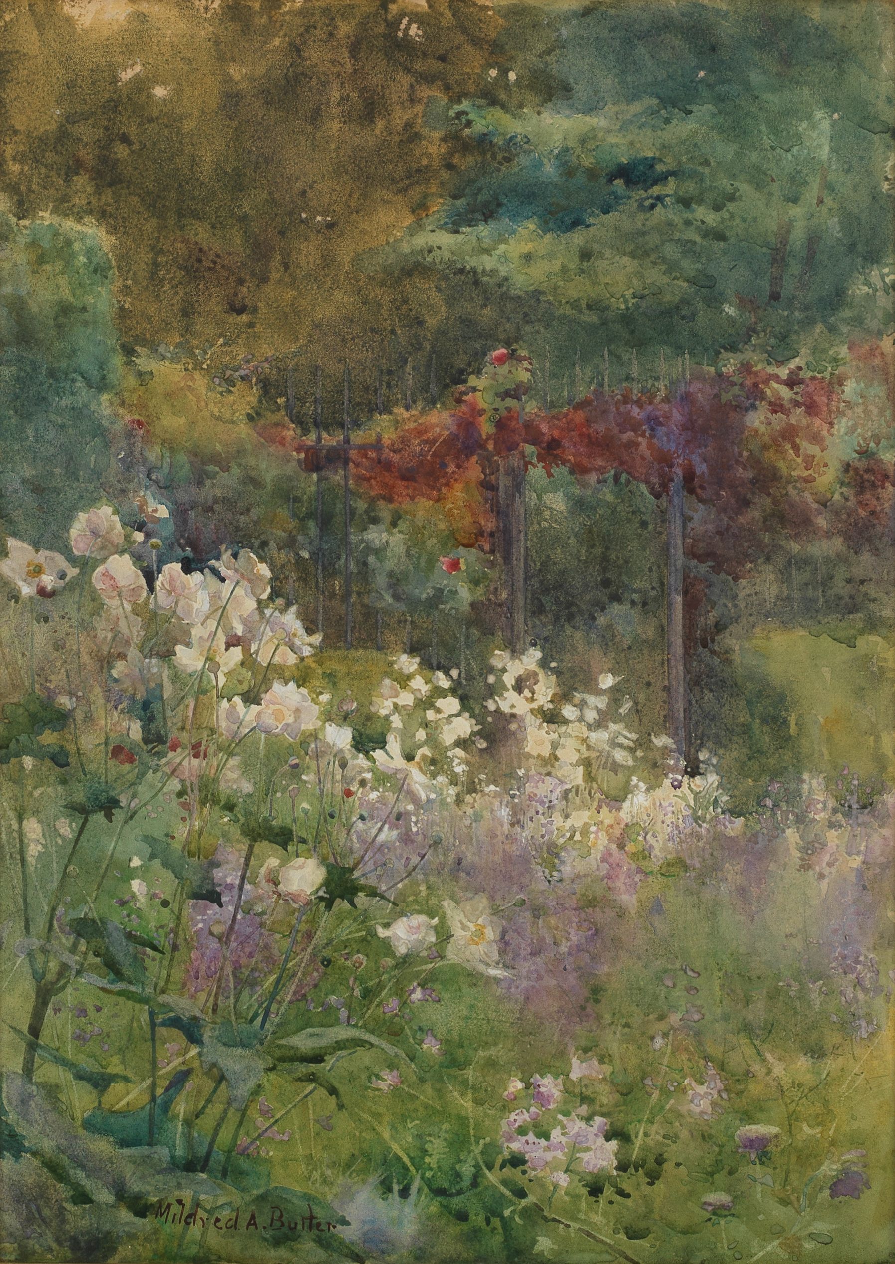 Bonhams : Mildred Anne Butler (Irish, 1858-1941) A summer garden with ...