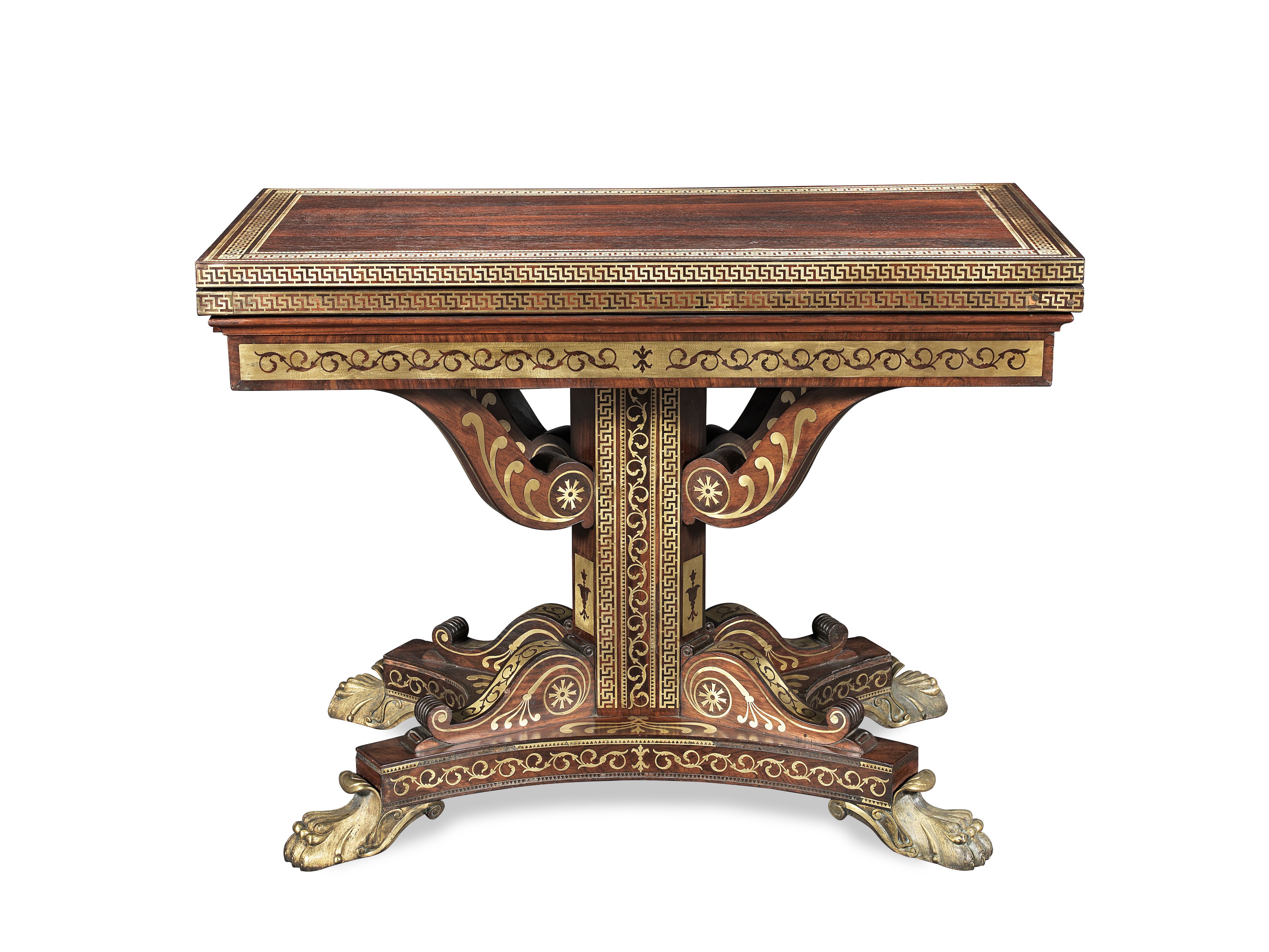 Bonhams : A Regency rosewood and brass 'buhl' (or Boulle) marquetry ...