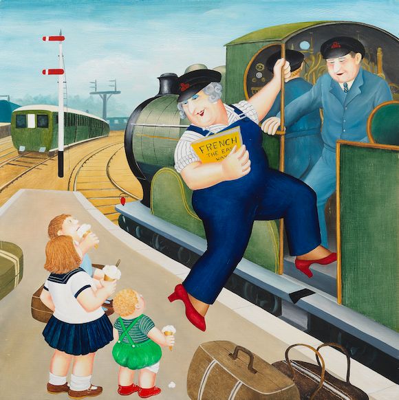 Bonhams : Beryl Cook O.B.E. (British, 1926-2008) French Lessons 53.3 x ...