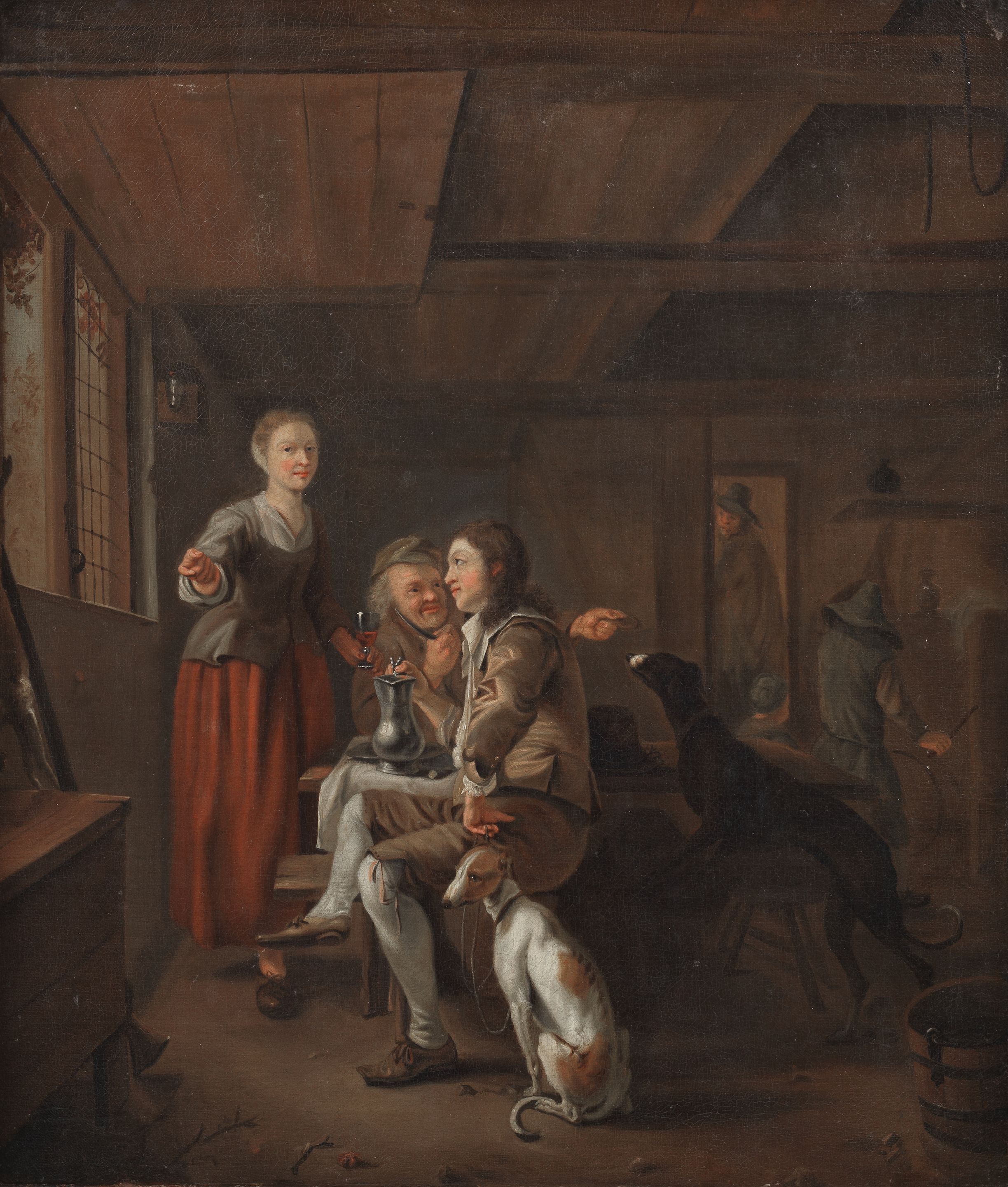 Bonhams : After Ludolf de Jongh, 18th Century Hunters and a landlady in ...