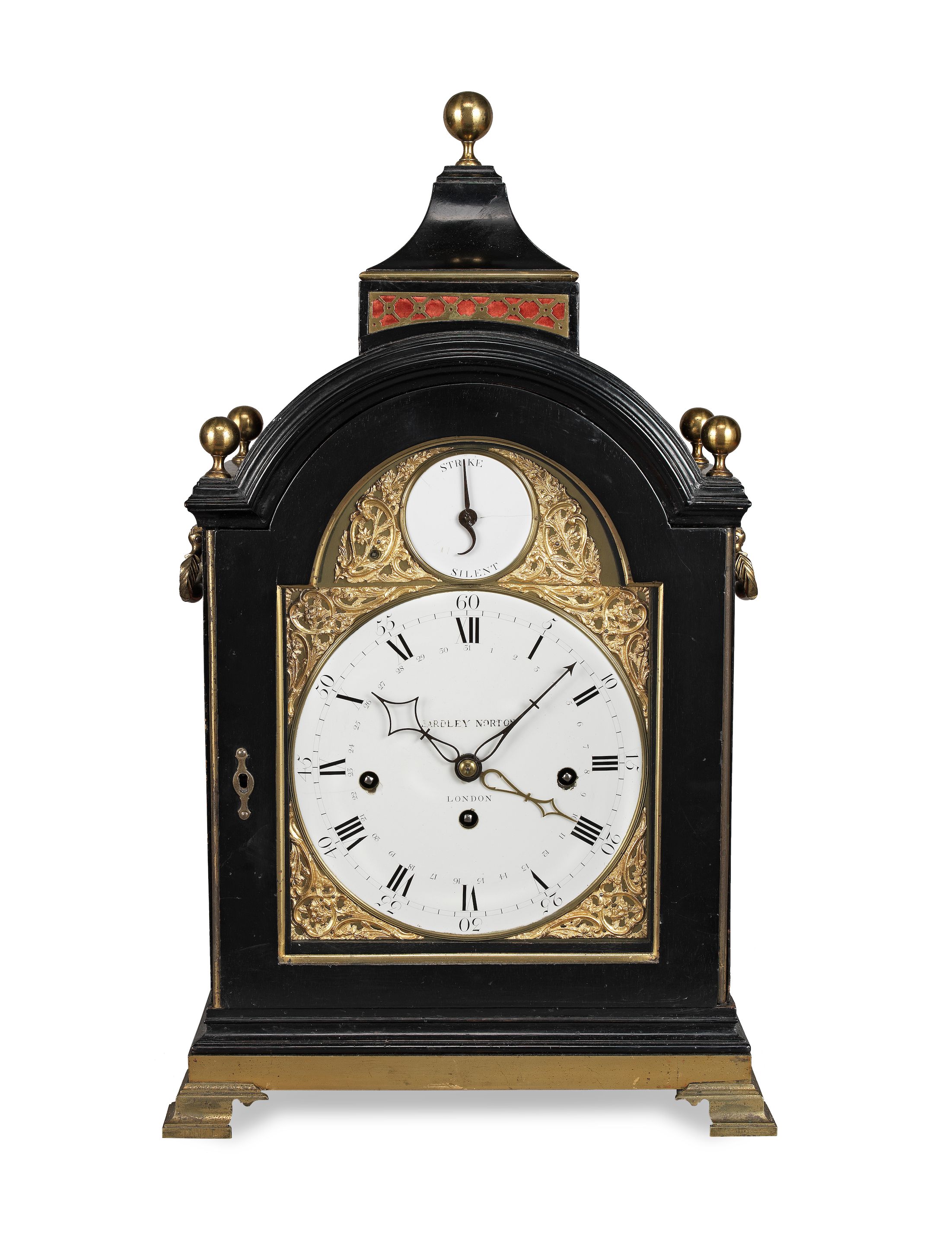 Bonhams : A late 18th century ebonised quarter chiming table clock with ...