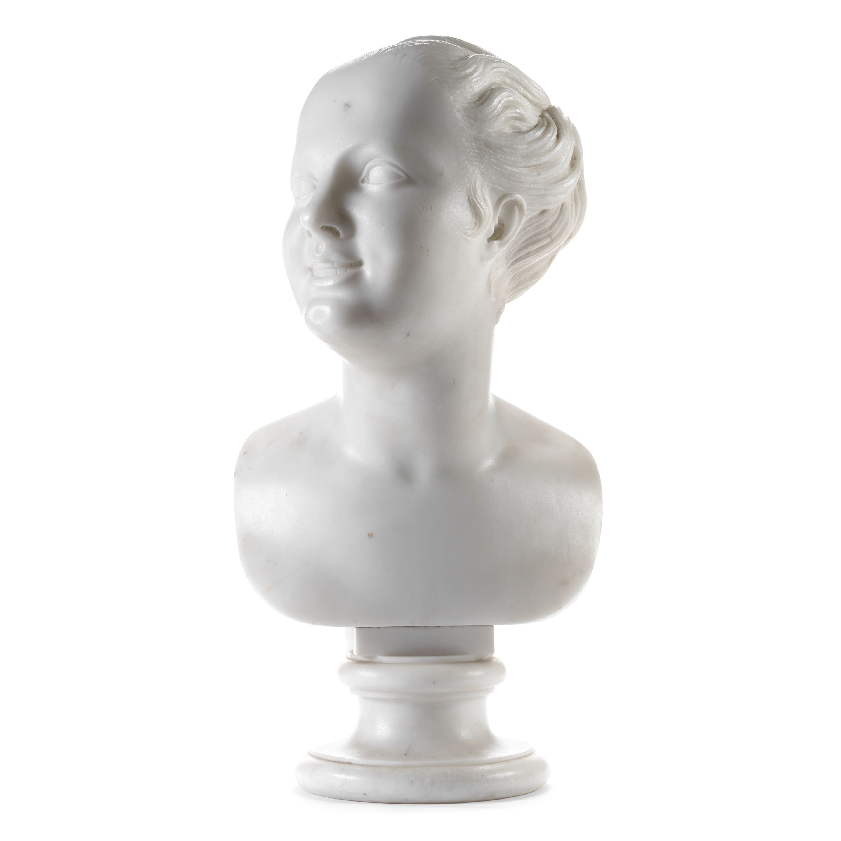 Bonhams : An Italian carved white marble bust of a fauness probably ...