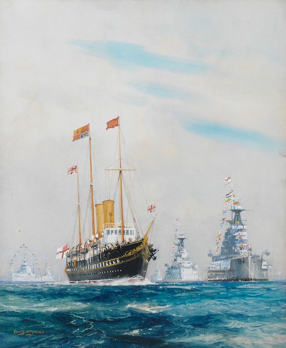 Bonhams : Frank Henry Mason (British, 1875-1965) H.M.Y. Victoria and ...