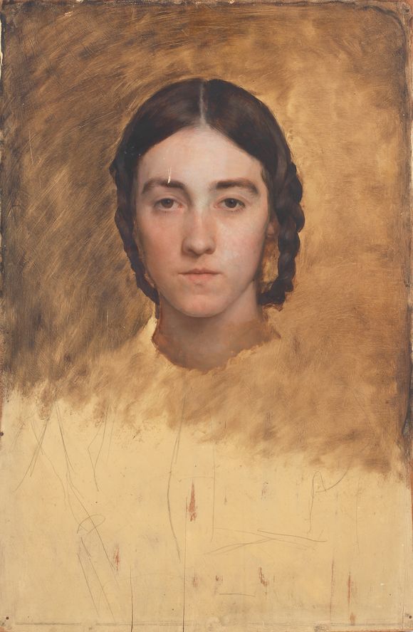 Bonhams : French School, 19th Century Study of a woman with braided ...