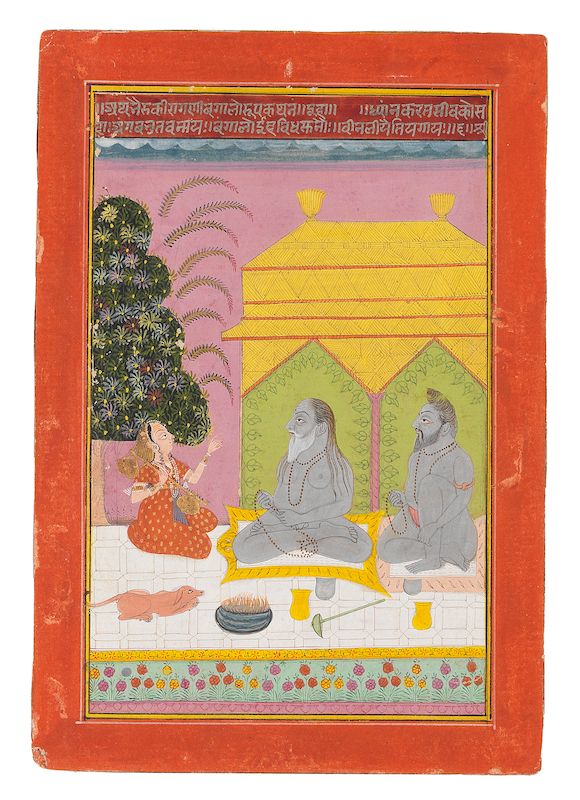 Bonhams : Kedar ragini a female musician seated with two Shaivite ...