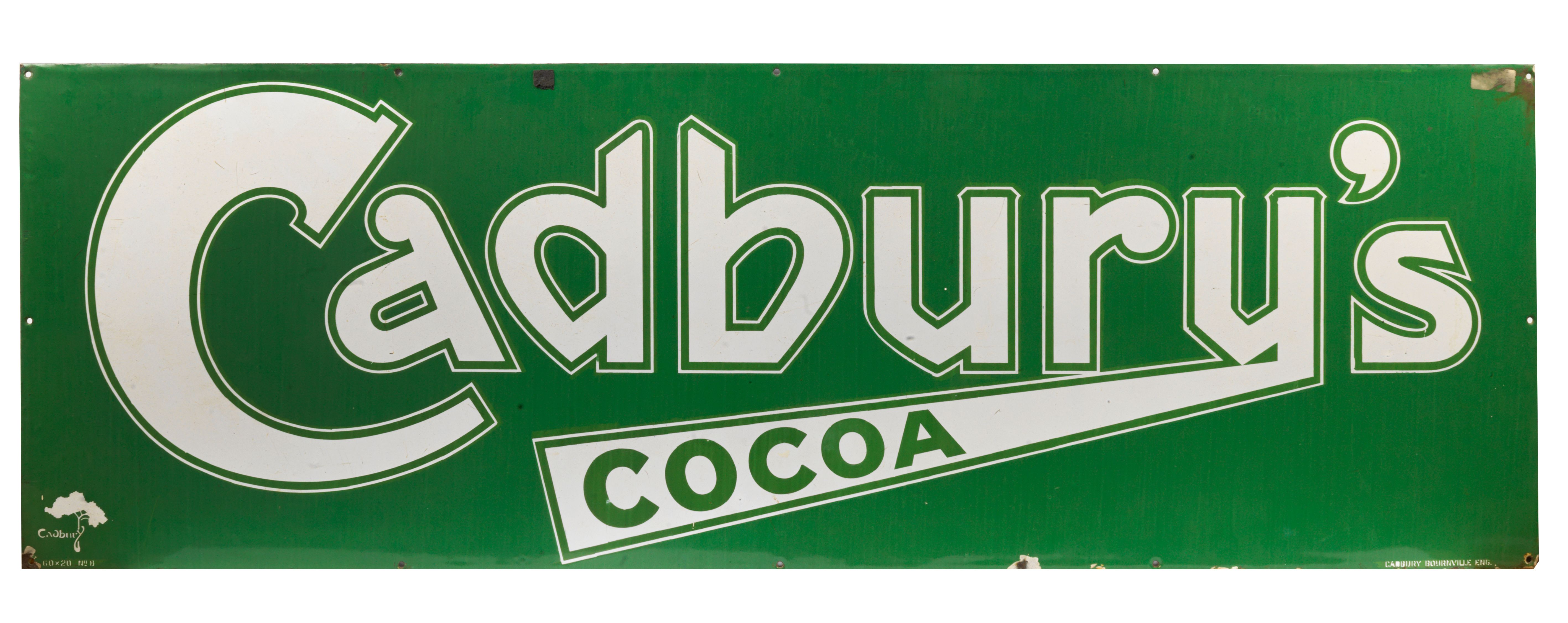 Bonhams Cars : A Cadbury's Cocoa enamel sign,