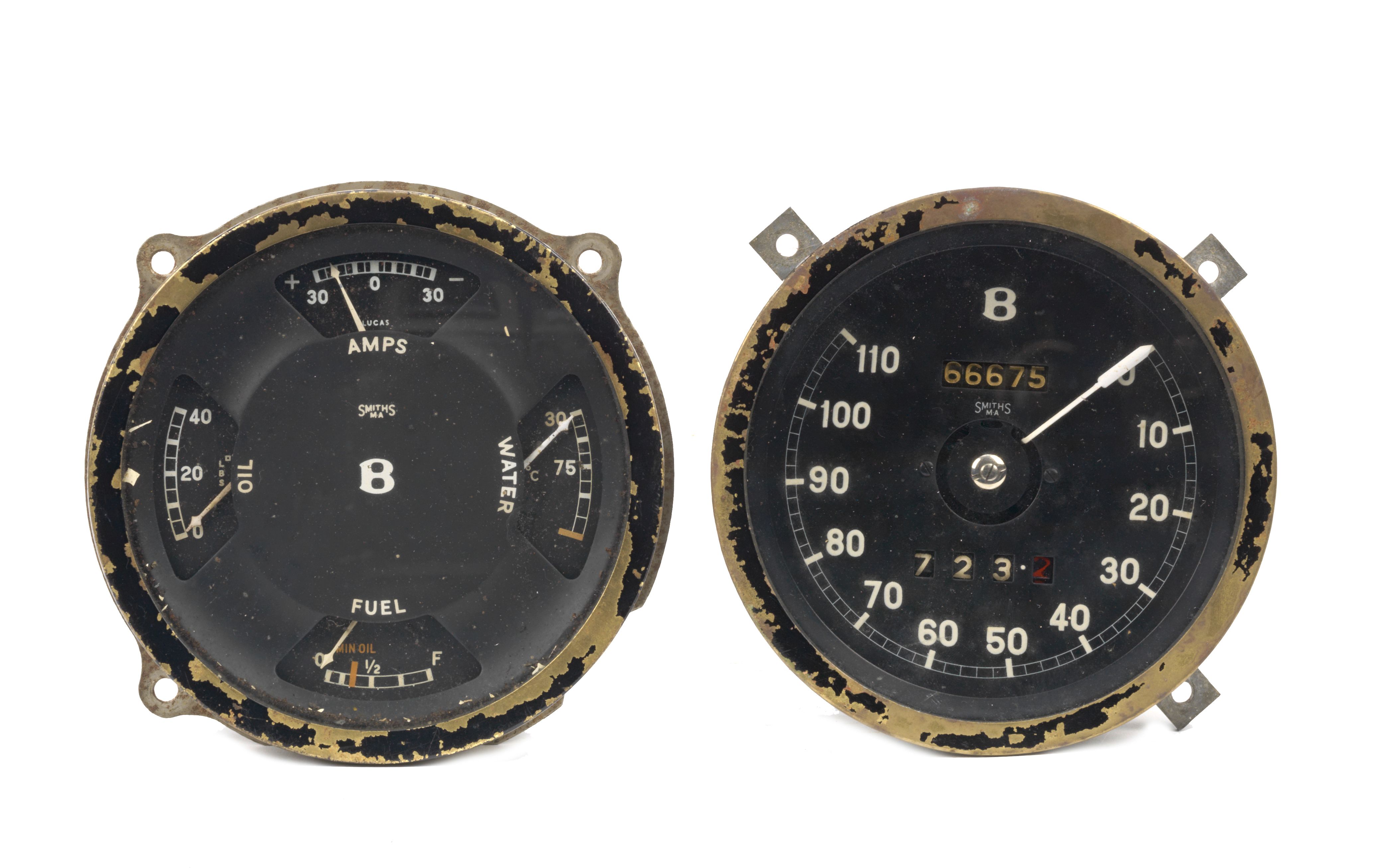 Bonhams Cars : Two Bentley dashboard instruments by Smiths, ((2))