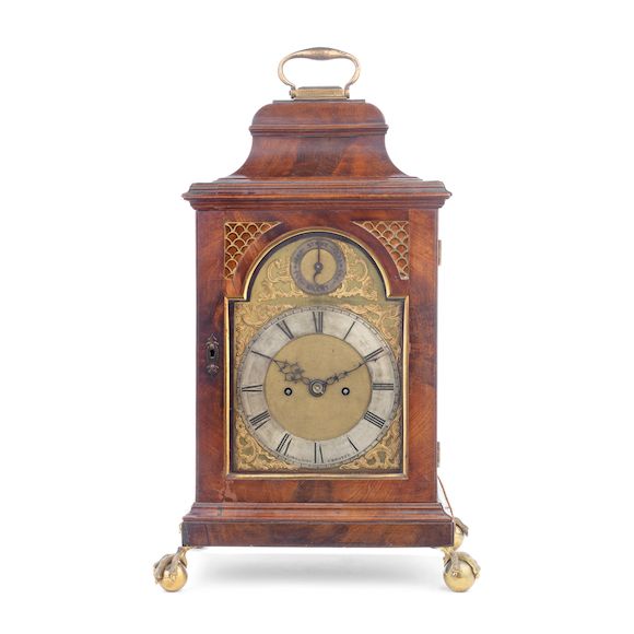 Bonhams : A late 19th century mahogany bell topped table clock the dial ...